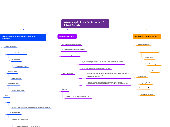 Texto: Capítulo IV “El forastero” Alfred S...- Mind Map